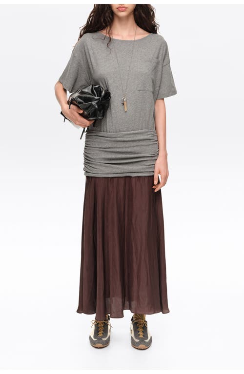 BIMBA Y LOLA Bimba y Lola Ruched Two-Material Flared Midi Dress
